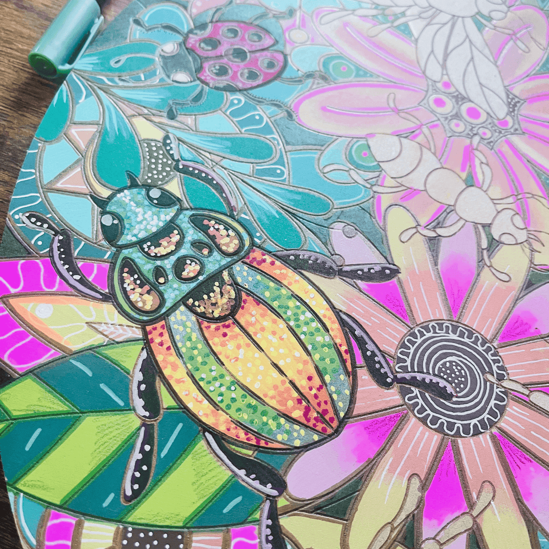"Garden" Bug Colour in Huetangle Wooden Craft Board - Made in Australia ...