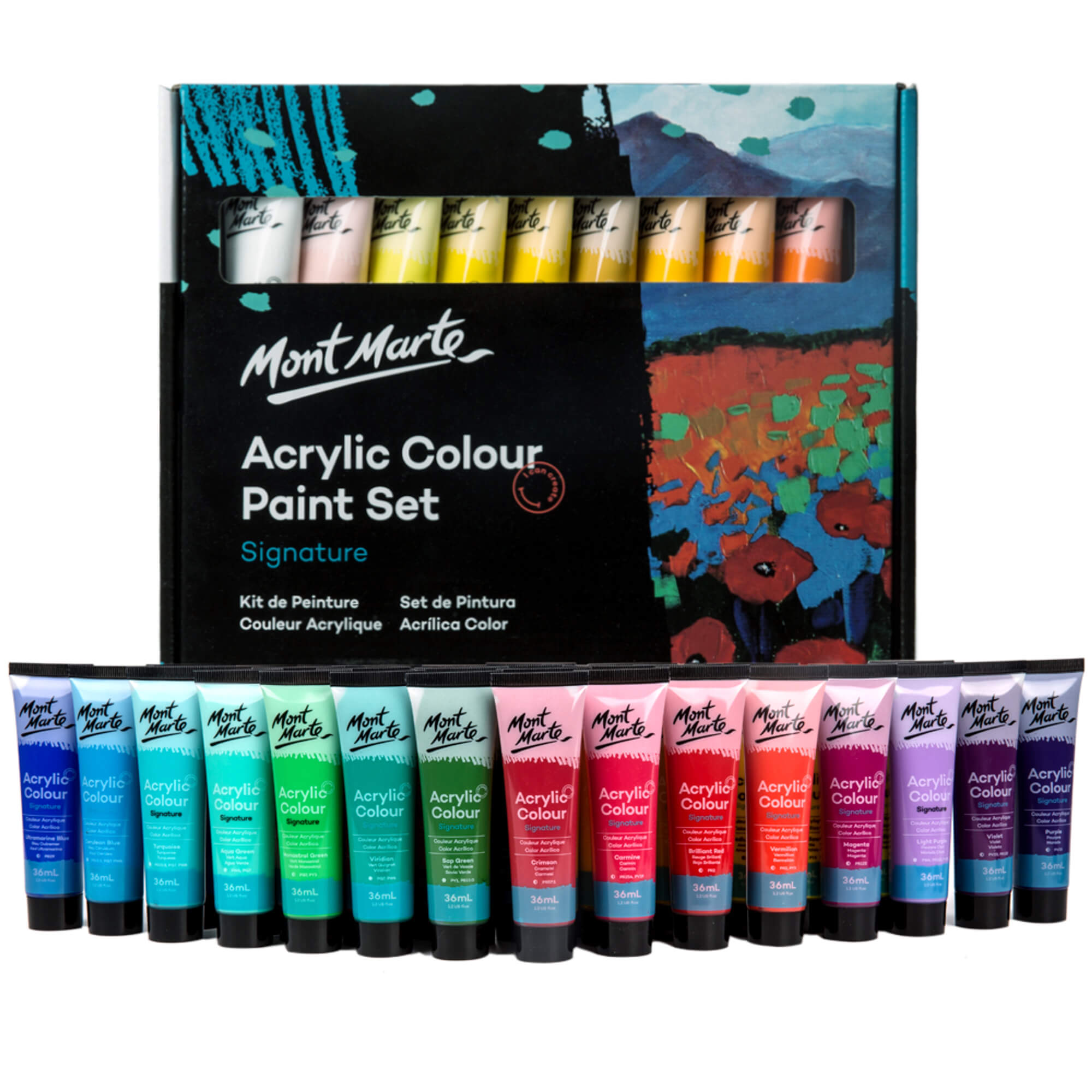 Acrylic Colour Paint Set Signature 36pc x 36ml – Hueray